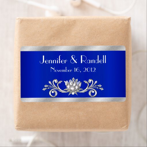 Custom Blue & Silver Mini Wine Bottle Label | Zazzle