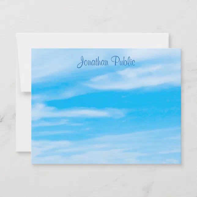 Custom Blue Sky White Clouds Calligraphy Template | Zazzle