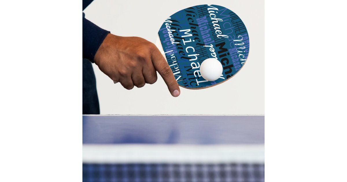 Custom Blue Table.Tennis Player's Name Ping Pong Paddle | Zazzle