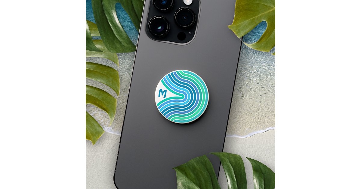 Custom Blue Turquoise Green Violet White Stripes PopSocket | Zazzle