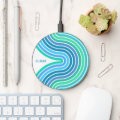 Custom Blue Turquoise Green Violet White Stripes Wireless Charger | Zazzle
