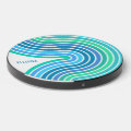 Custom Blue Turquoise Green Violet White Stripes Wireless Charger | Zazzle