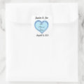 Custom Blue Wedding Heart Design Square Sticker | Zazzle