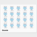 Custom Blue Wedding Heart Design Square Sticker | Zazzle