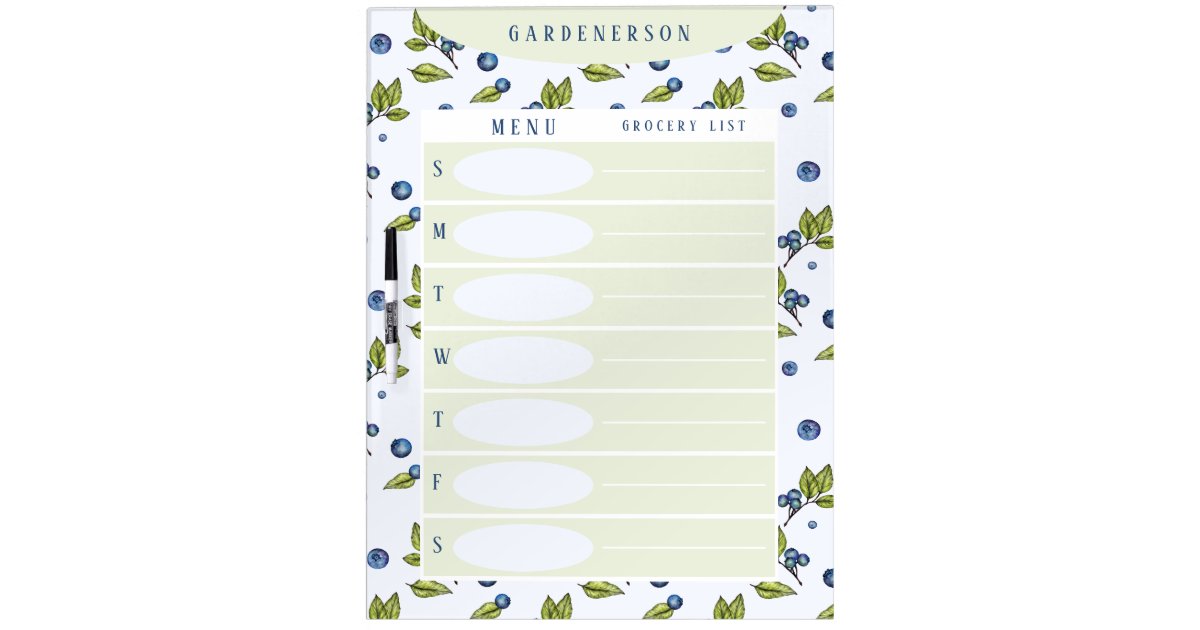 Custom Blueberry Menu & List Dry Erase Board | Zazzle