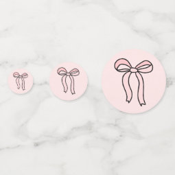 Custom Blush Pink Bow Bridal Shower Photo Confetti | Zazzle