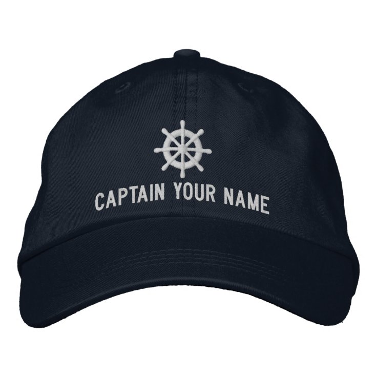 Custom boat captain hat with nautical ship wheel | Zazzle