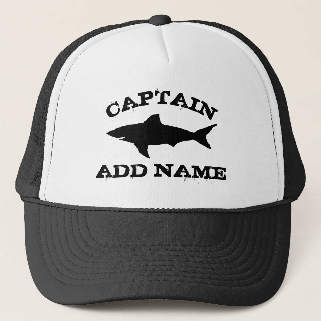 Custom boat captain hat with shark logo | Zazzle