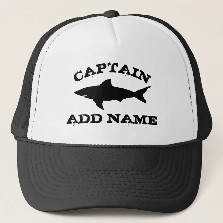 Custom boat captain hat with shark logo | Zazzle