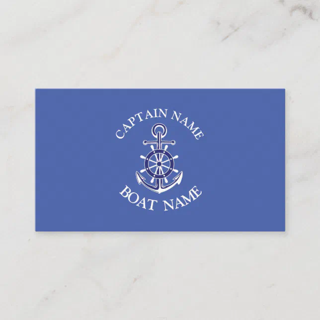 Custom boat captain name navy Business Card | Zazzle