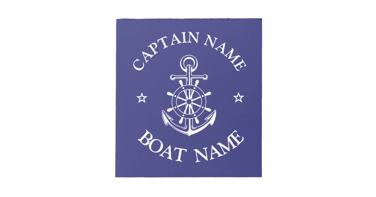 Custom boat captain name navy nautical sailor notepad | Zazzle