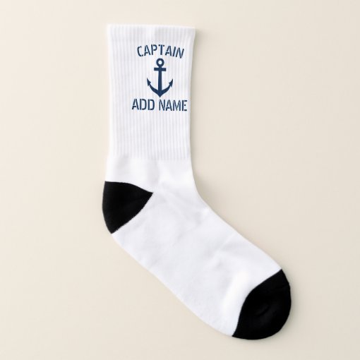 Custom boat captain socks with nautical anchor | Zazzle