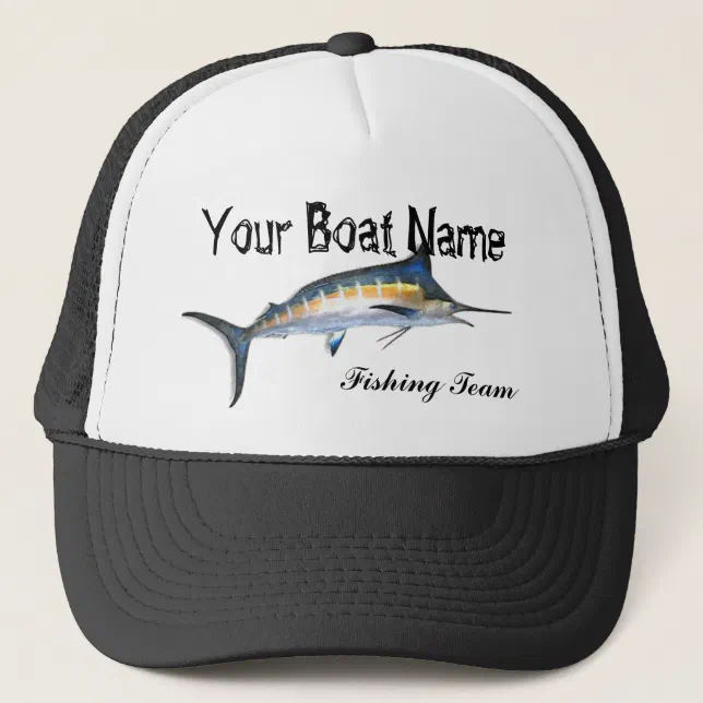 Custom Boat Name Marlin trucker hat | Zazzle