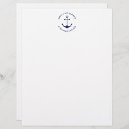 Custom Boat name Welcome Aboard nautical anchor Letterhead | Zazzle