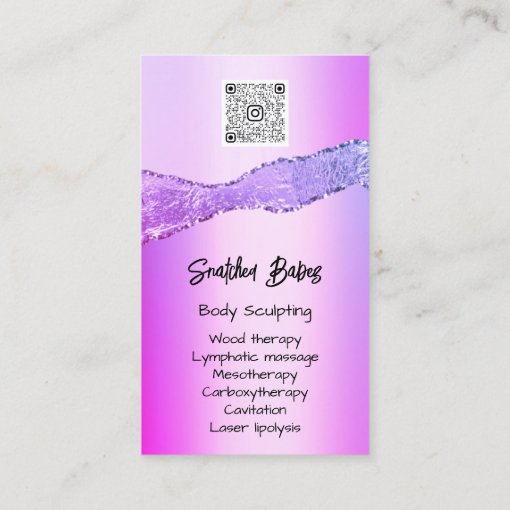 Custom Body Sculpting Cosmetics Logo QR Code Pink Business Card | Zazzle