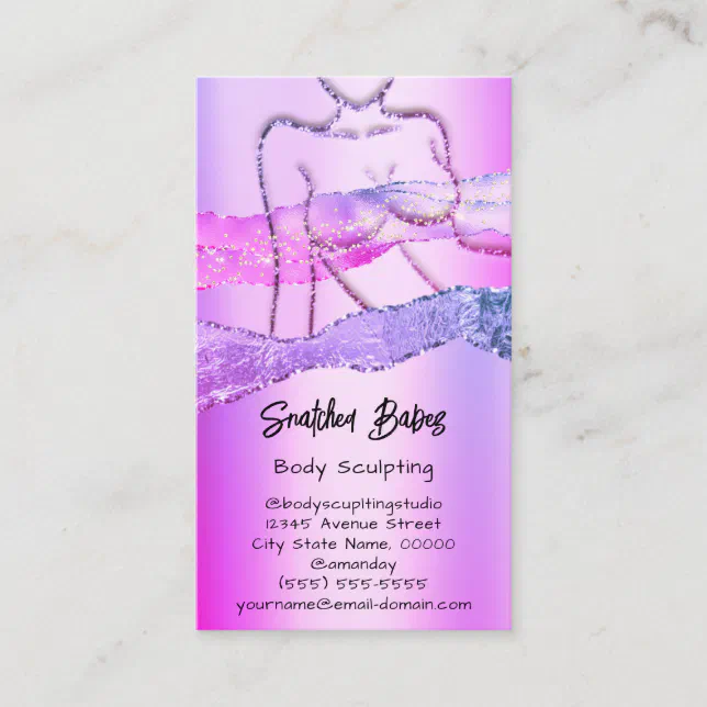 Custom Body Sculpting Cosmetics Logo QR Glitter Business Card | Zazzle