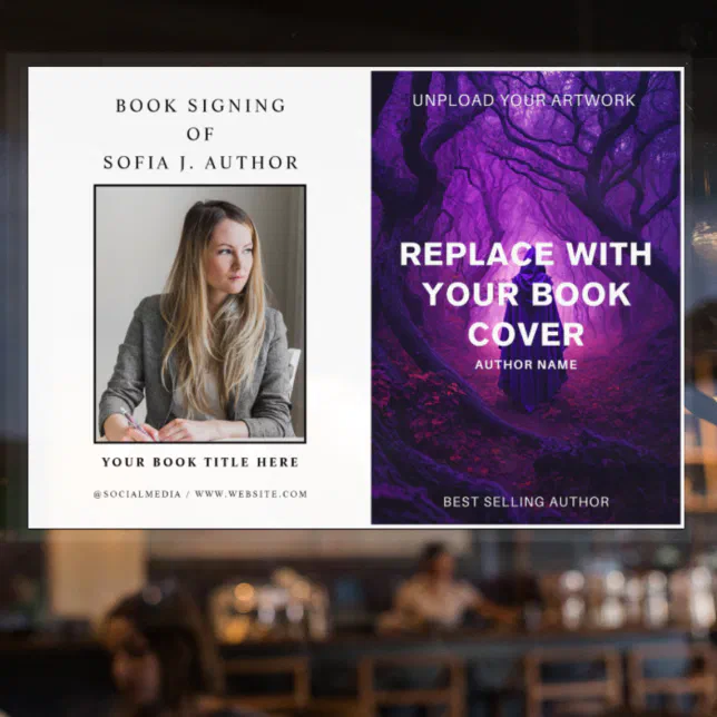 Custom Book Cover & Author Photo Promotion Signing Window Cling | Zazzle