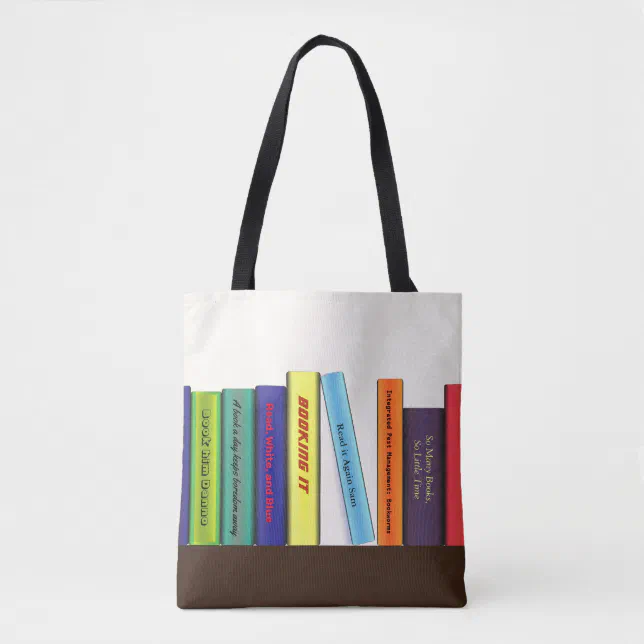 Custom Book Titles bookshelf Tote Bag | Zazzle