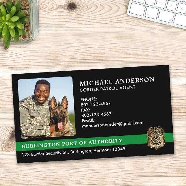 Custom Border Patrol Agent Military Photo Logo Business Card | Zazzle