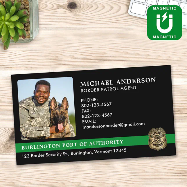 Custom Border Patrol Agent Military Photo Logo Business Card Magnet ...