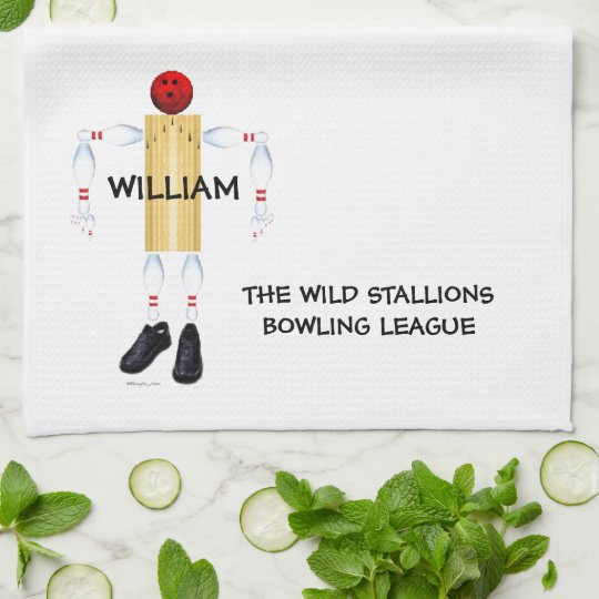 Custom Bowling League Kitchen Towel | Zazzle.com
