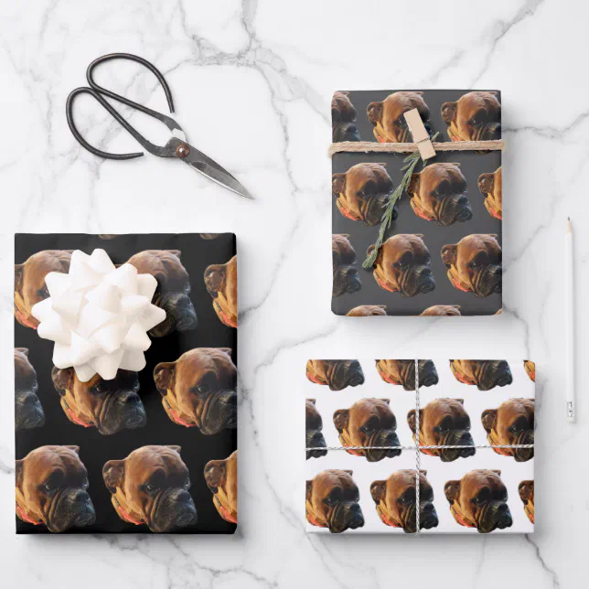 Custom Boxer Dog Photo Birthday Party Wrapping Paper Sheets | Zazzle