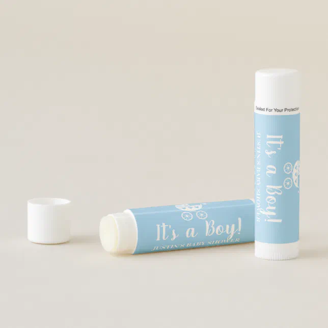 Custom boy baby shower lip balm party favor gift | Zazzle