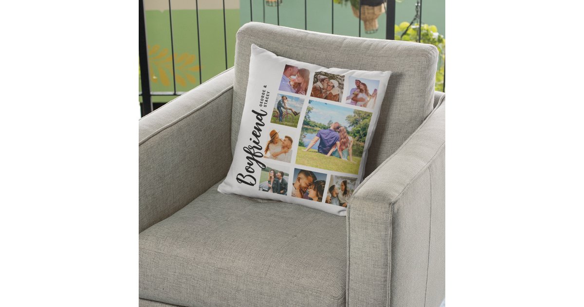 Custom Boyfriend Photo Collage Throw Pillow | Zazzle