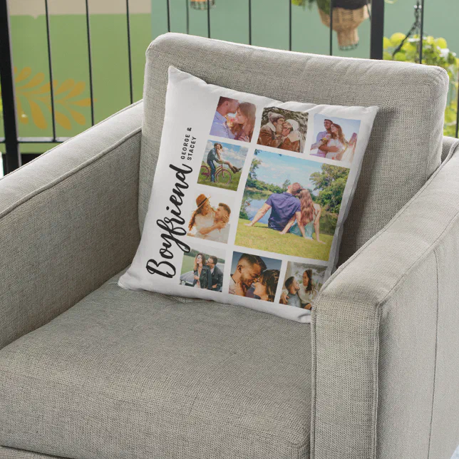 Custom Boyfriend Photo Collage Throw Pillow | Zazzle