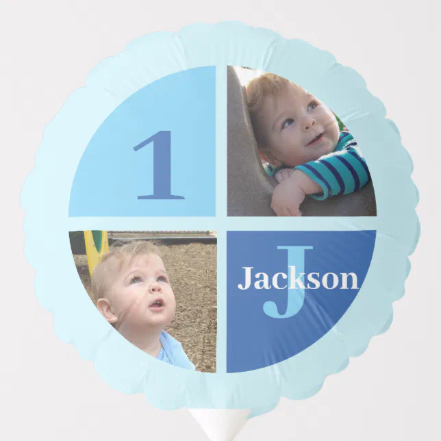 Custom Boys 1st Birthday Photo Blue Birthday Party Balloon | Zazzle