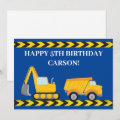 Custom Boys Construction Truck Happy Birthday Card | Zazzle