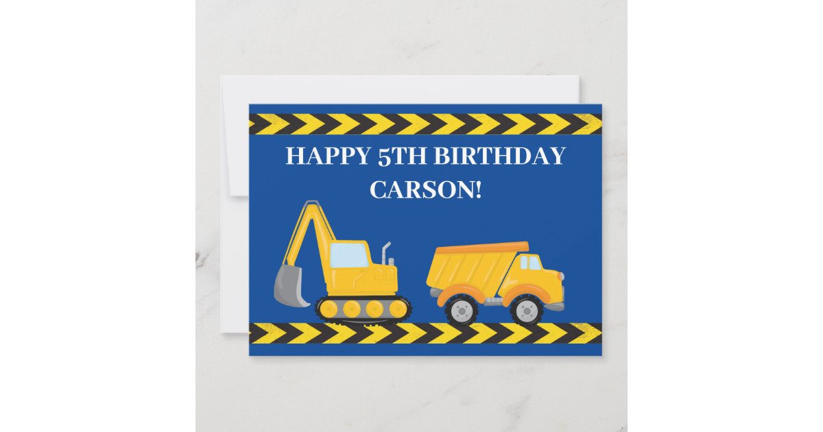 Custom Boys Construction Truck Happy Birthday Card | Zazzle