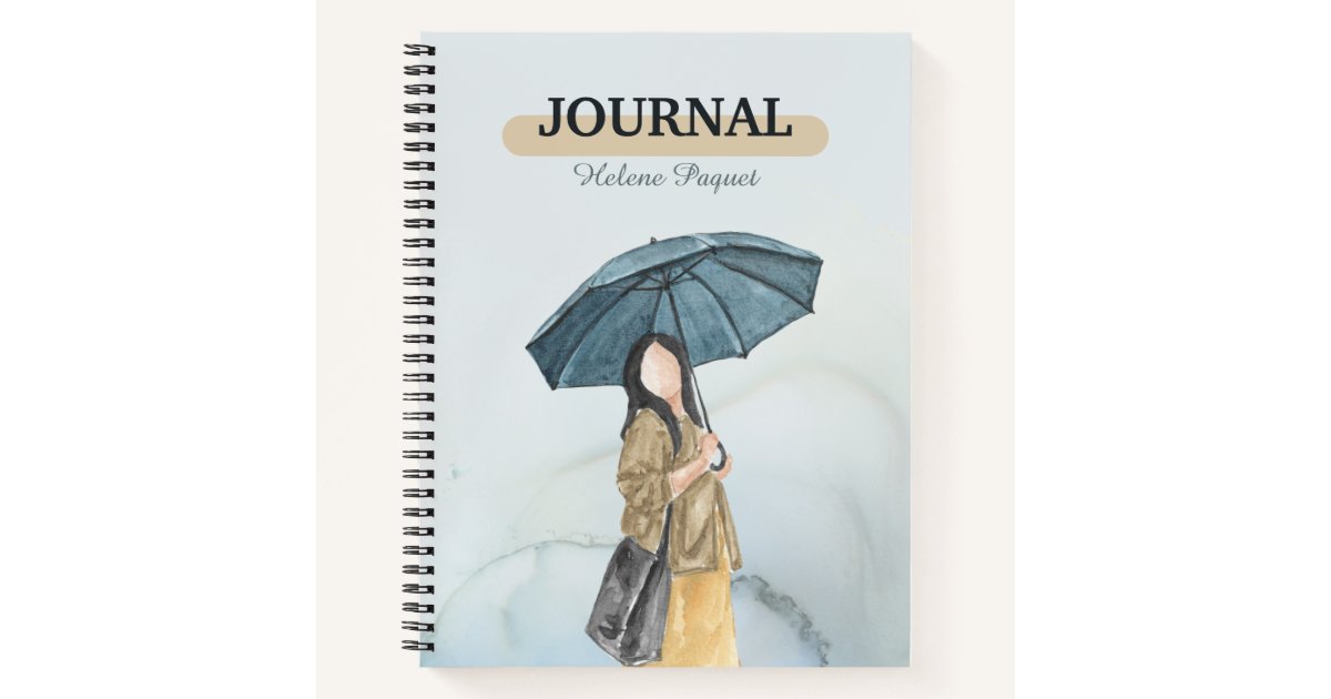 Custom Branded Blue Yellow Soft Watercolor Woman Notebook | Zazzle