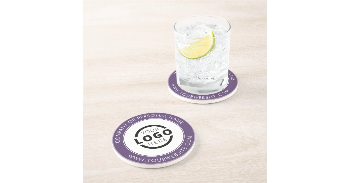 Custom Branded Business Logo Promotional Purple Coaster | Zazzle