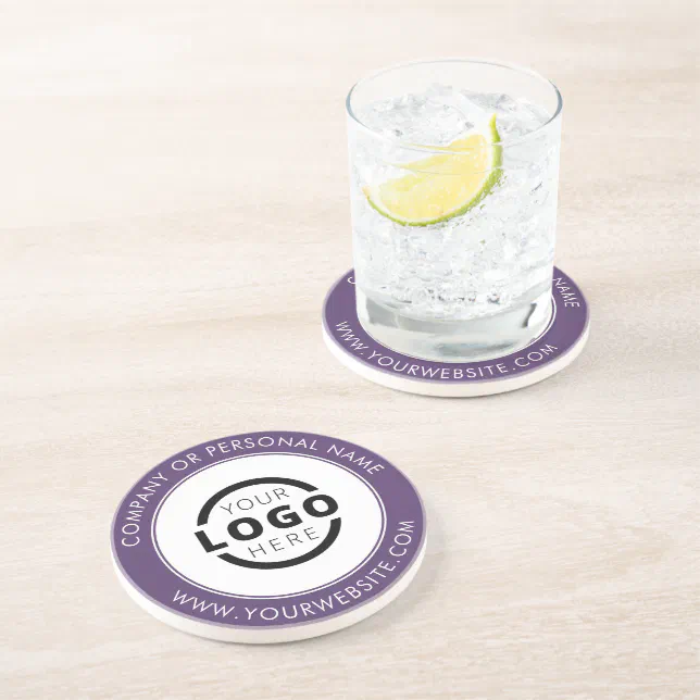 Custom Branded Business Logo Promotional Purple Coaster | Zazzle
