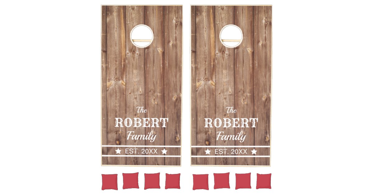 Custom Branded Dark Wood-look Cornhole Set | Zazzle