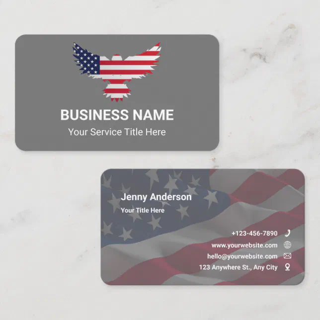 Custom Branded Eagle American Flag Business Card | Zazzle