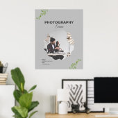 Custom Branded Grey Modern Photography Service Poster | Zazzle