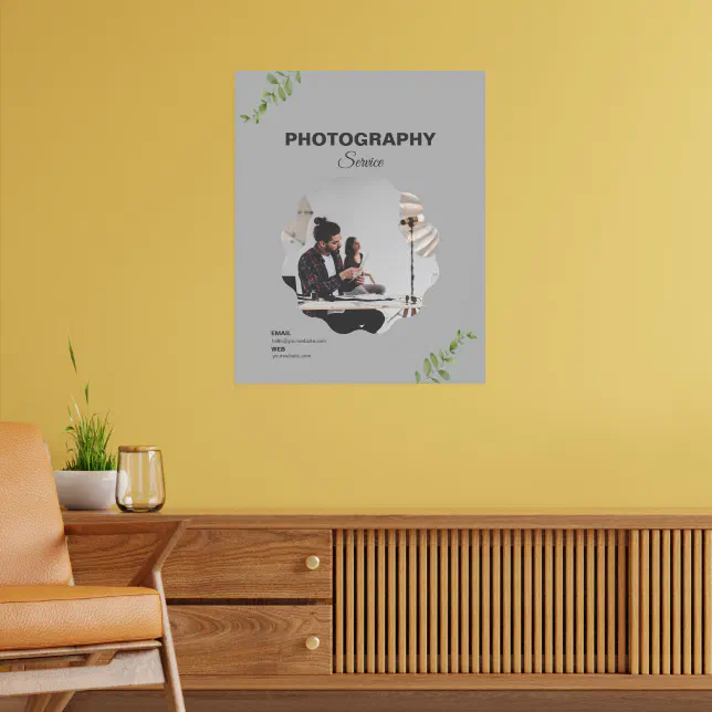 Custom Branded Grey Modern Photography Service Poster | Zazzle