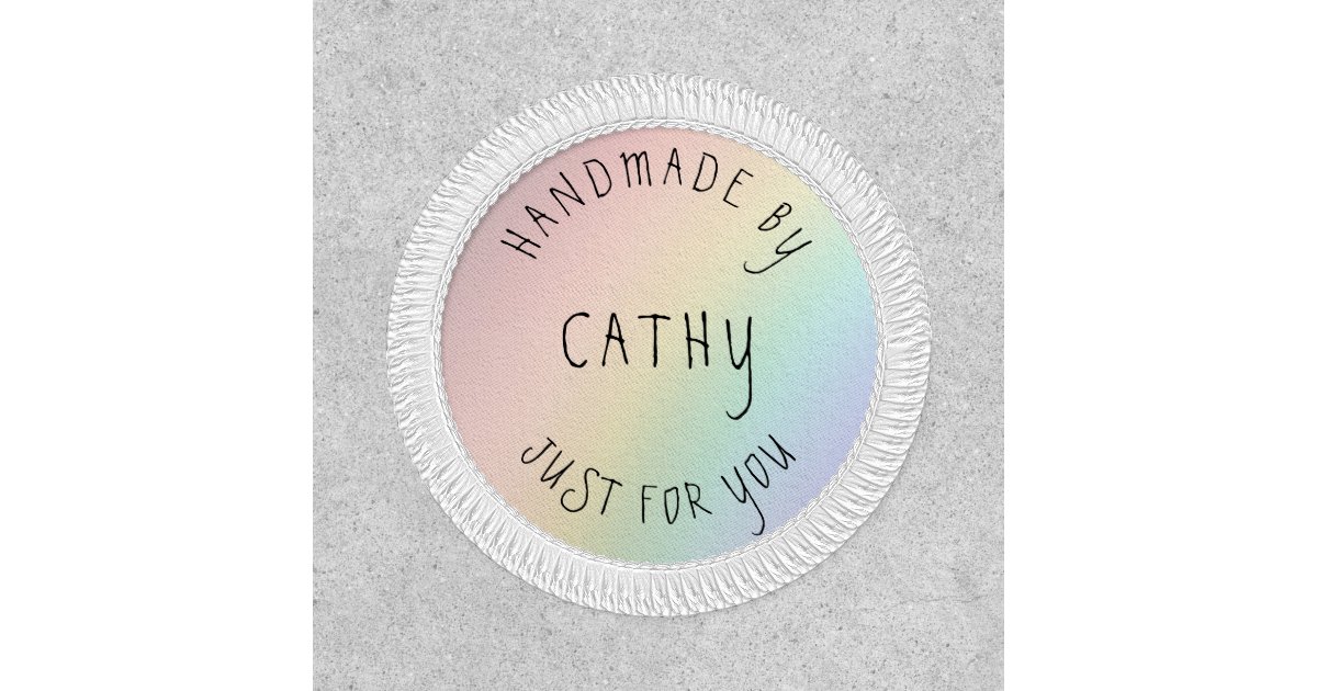 Custom Branded Handmade by Name Label Rainbow Patch | Zazzle