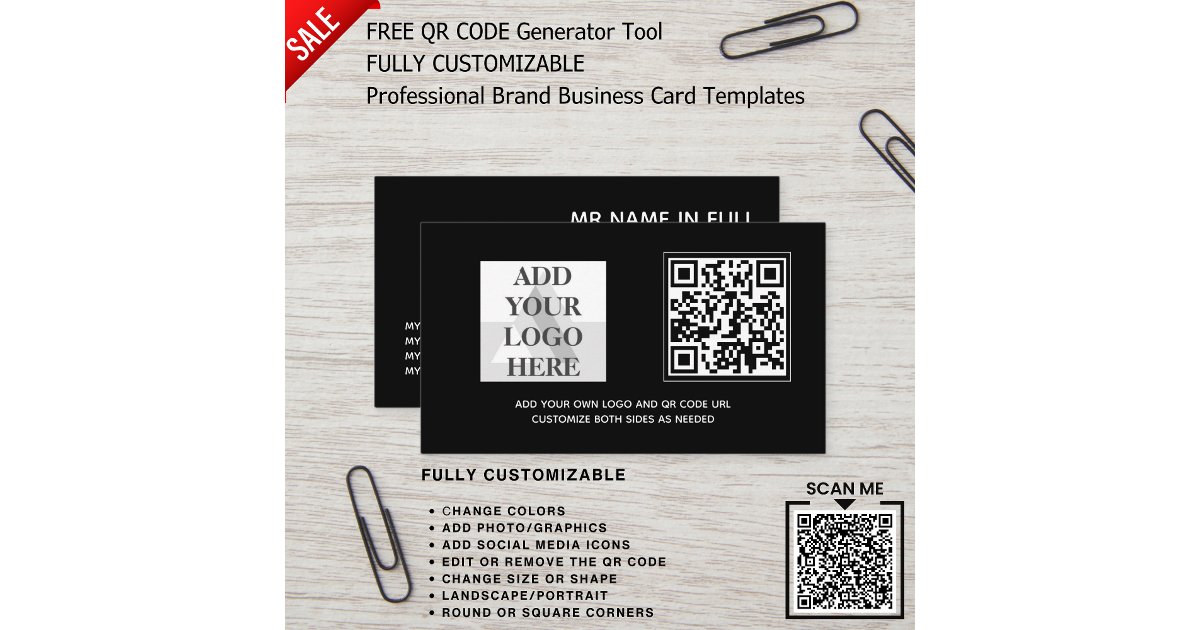 CUSTOM BRANDED LOGO DESIGN QR CODE TEMPLATE BUSINESS CARD | Zazzle