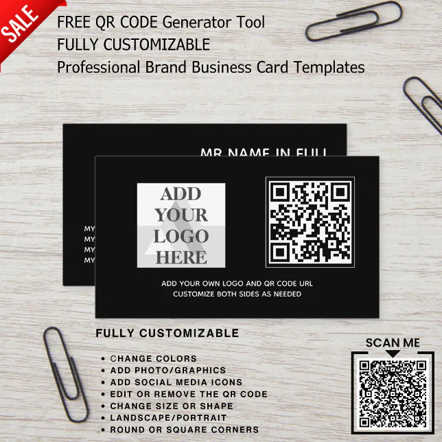CUSTOM BRANDED LOGO DESIGN QR CODE TEMPLATE BUSINESS CARD | Zazzle