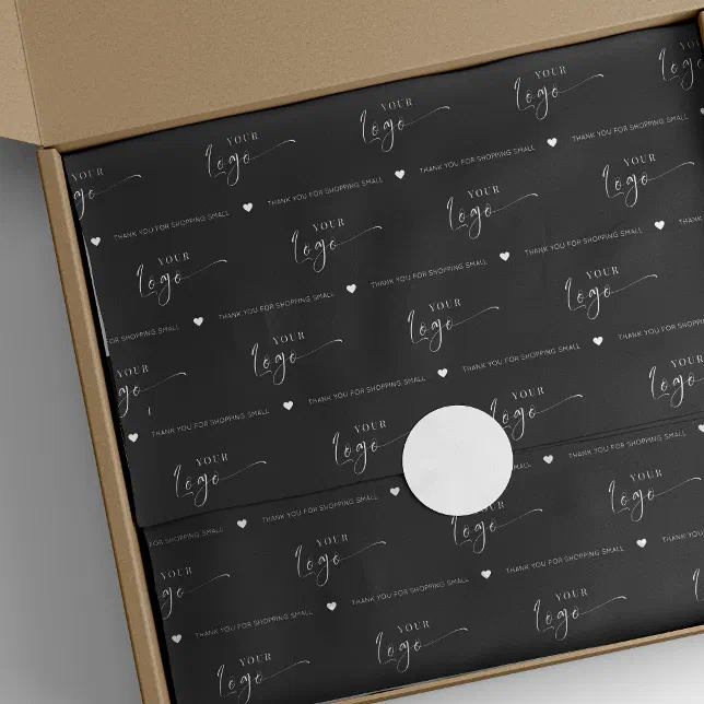 Custom Branded Minimal Logo Black Packaging Tissue Paper | Zazzle