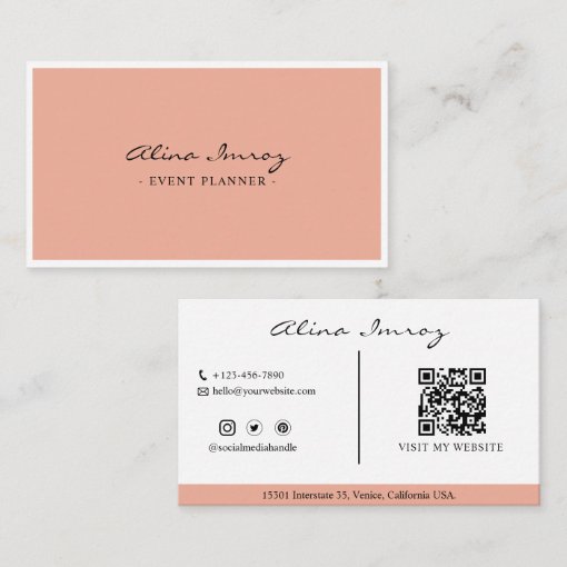 Custom Branded QR Code Event Planner Business Card | Zazzle