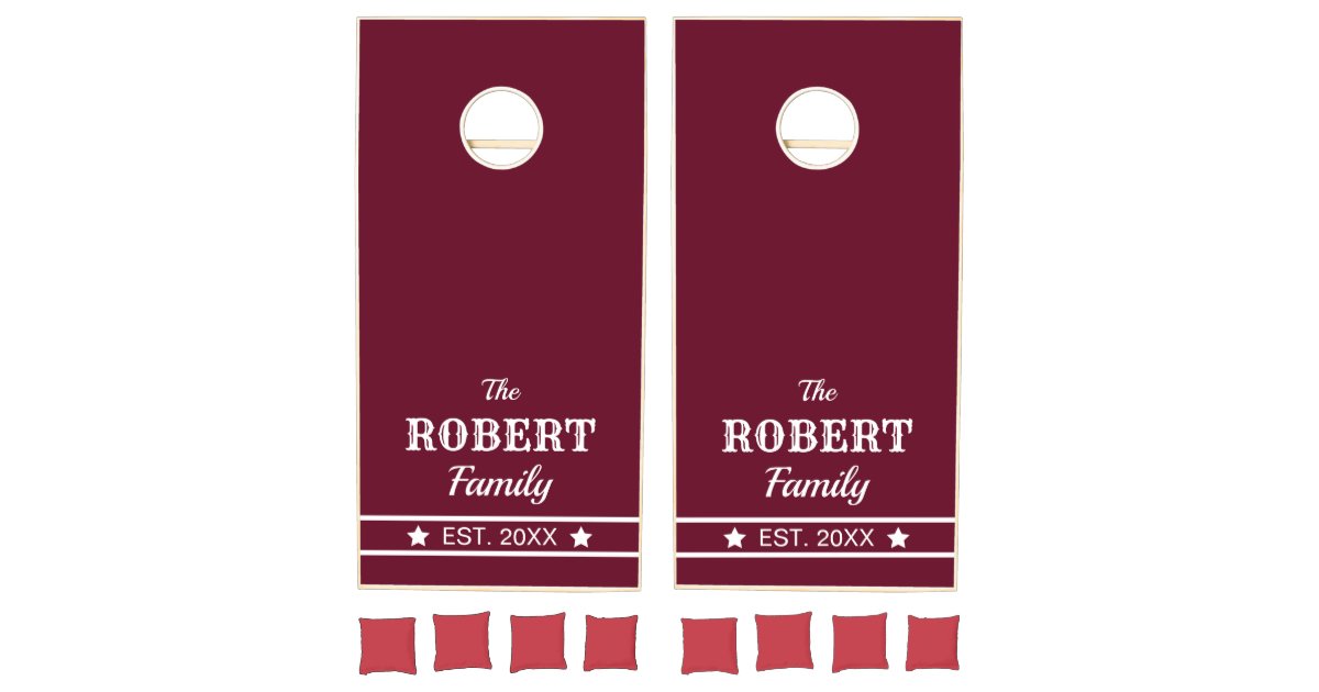 Custom Branded Rich Burgundy Dark Wood-look Cornhole Set | Zazzle