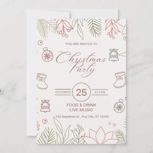 Custom Branded White Simple Christmas Party Invitation | Zazzle