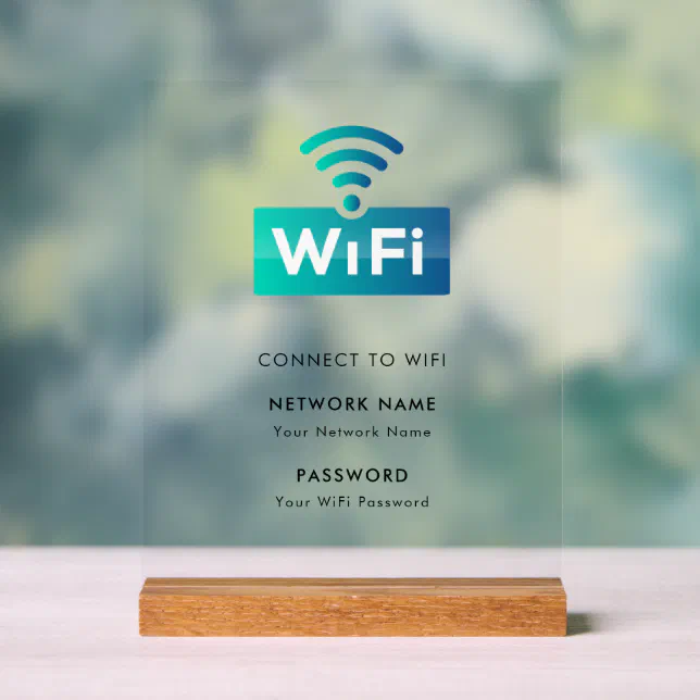 Custom Branded Wifi Network Connect Modern White Acrylic Sign | Zazzle