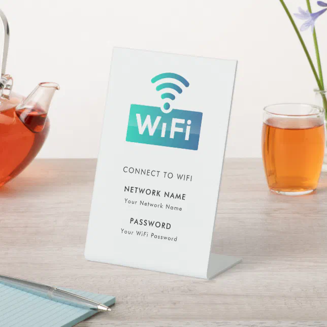 Custom Branded Wifi Network Connect Modern White Pedestal Sign | Zazzle