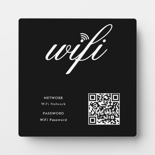 Custom Branded Wifi Network QR Code Black Plaque | Zazzle