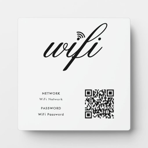Custom Branded Wifi Network QR Code White Plaque | Zazzle